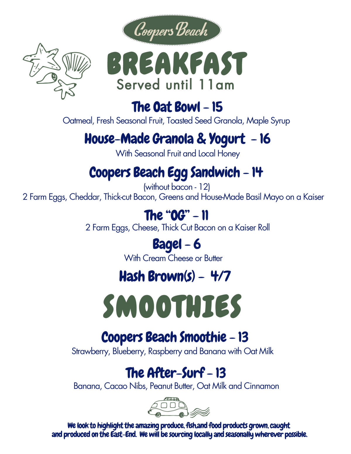 Coopers Menu - Shippy's Restaurant