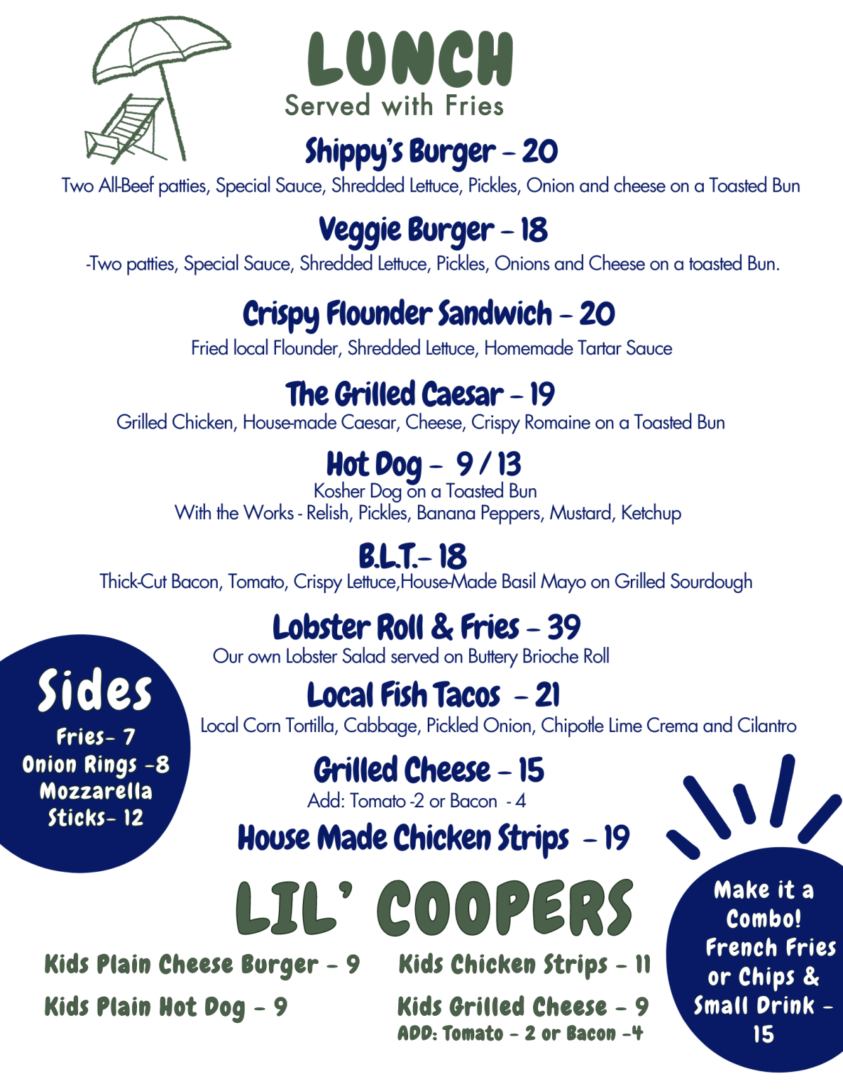 Coopers Menu - Shippy's Restaurant